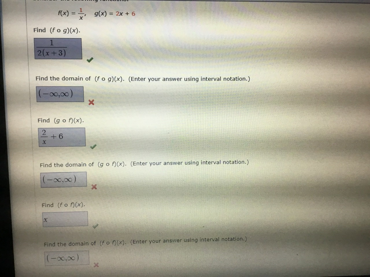 Solved g(x) = 2x + 6 Find (fog)(x). 2(x+3) Find the domain | Chegg.com