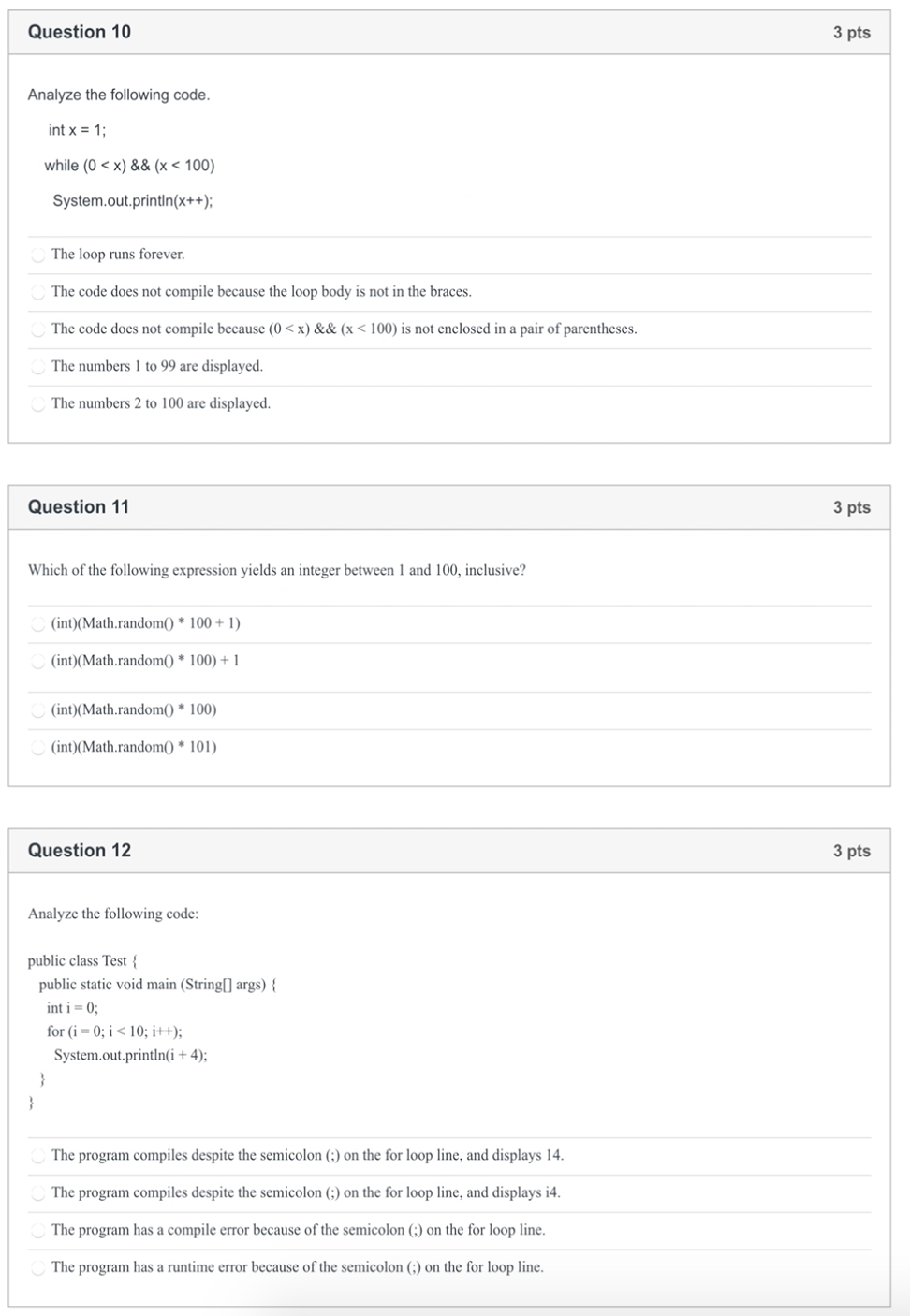 Solved Question 10 3 pts Analyze the following code. int x = | Chegg.com