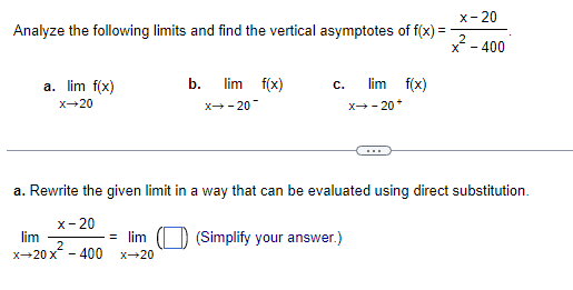 Solved Analyze the following limits and find the vertical | Chegg.com