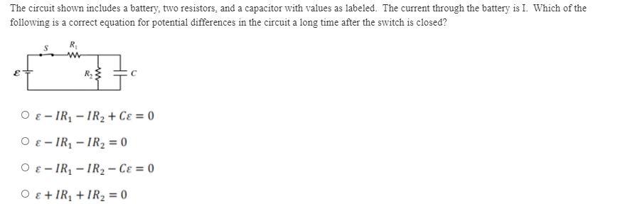 Solved The circuit shown includes a battery, two resistors, | Chegg.com