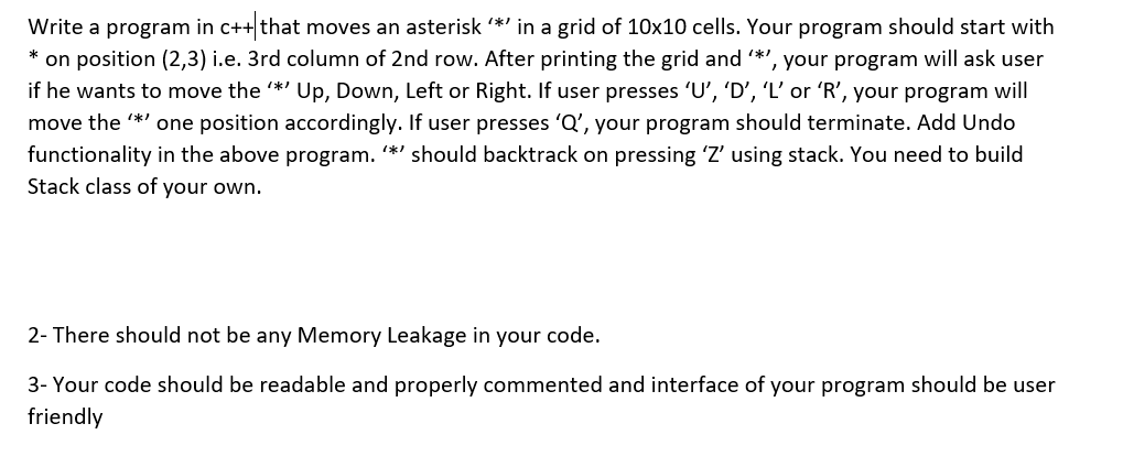 Solved Write a program in c++ that moves an asterisk '*' in | Chegg.com