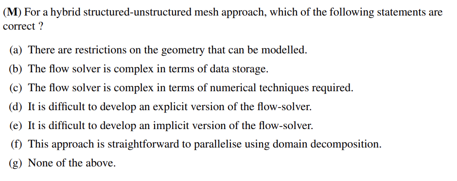 Solved (M) For a hybrid structured-unstructured mesh | Chegg.com