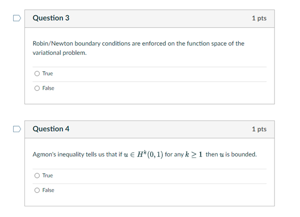 Solved Question 3 1 pts Robin/Newton boundary conditions are | Chegg.com