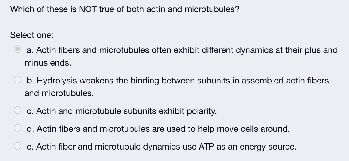 Solved Which of these is NOT true of both actin and | Chegg.com