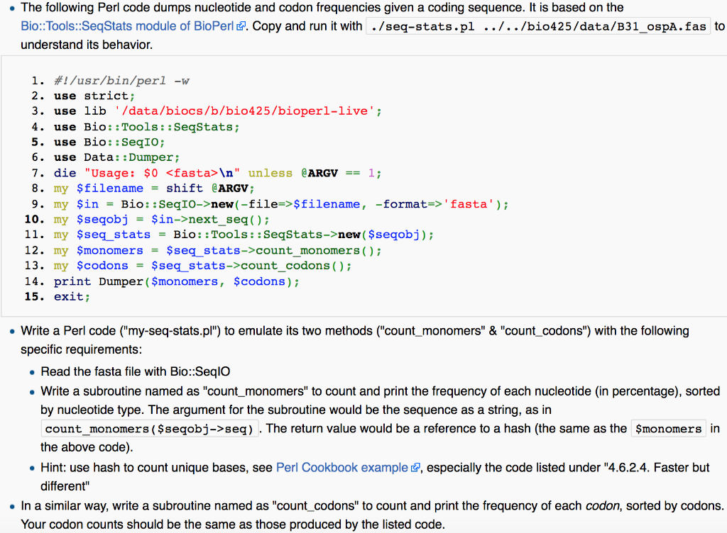 The Following Perl Code Dumps Nucleotide And Codon