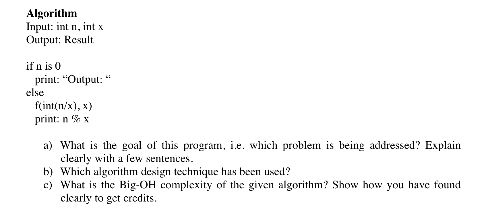 Solved Algorithm Input Int N Int X Output Result 66 If N