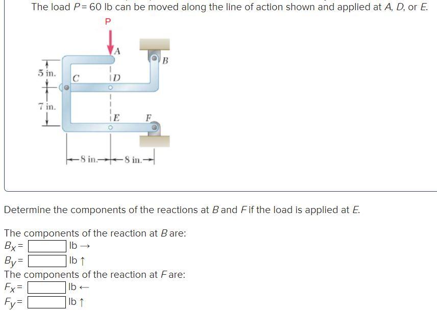Solved The load P=60lb can be moved along the line of action | Chegg.com