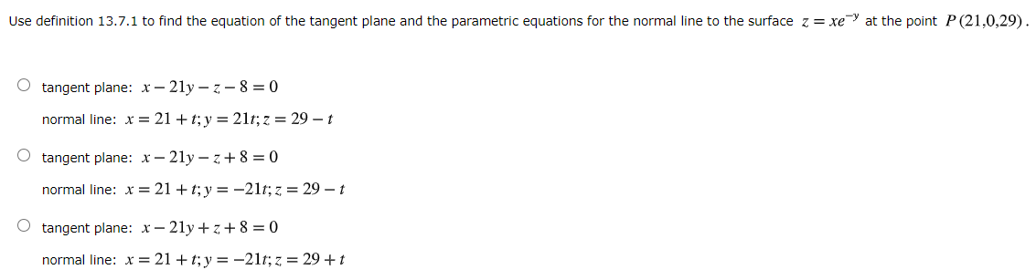 Solved Use definition 13.7.1 to find the equation of the | Chegg.com
