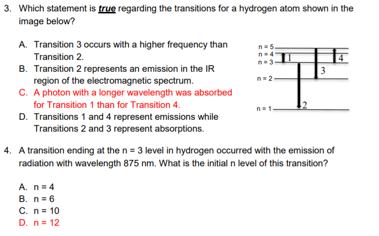 Solved 3. Which statement is true regarding the transitions | Chegg.com