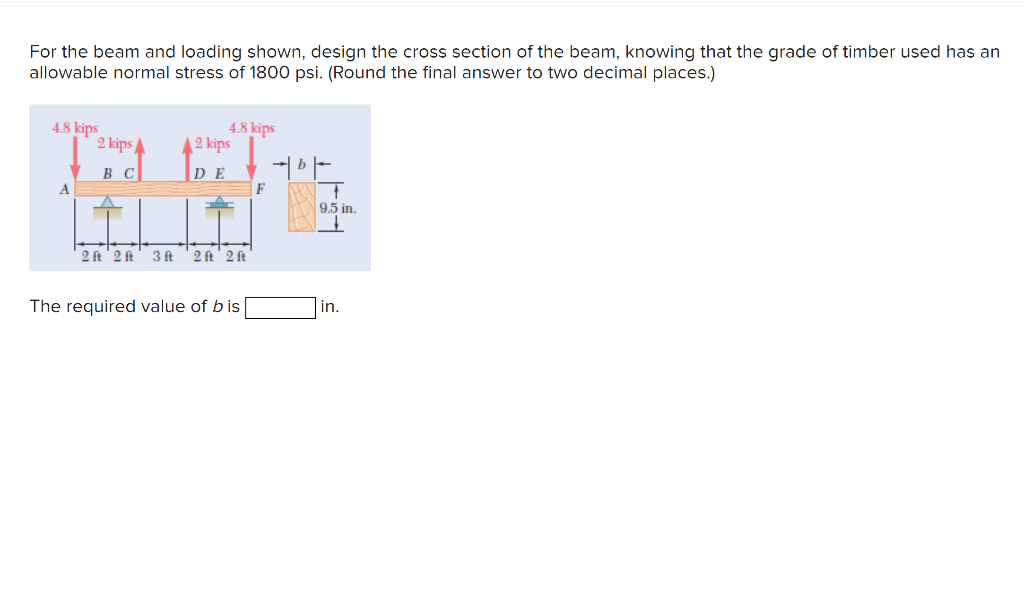 Solved For the beam and loading shown, design the cross | Chegg.com