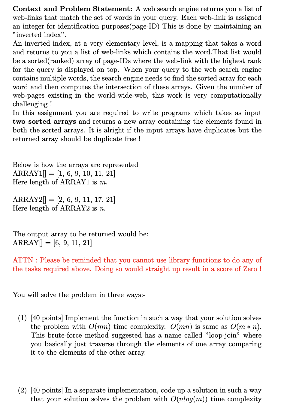 Solved Context and Problem Statement: A web search engine | Chegg.com