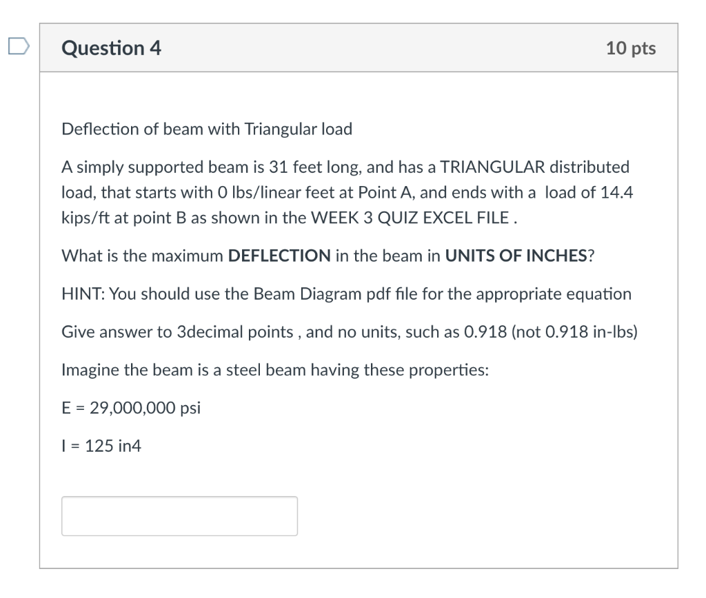 Solved Deflection of beam with Triangular load A simply | Chegg.com