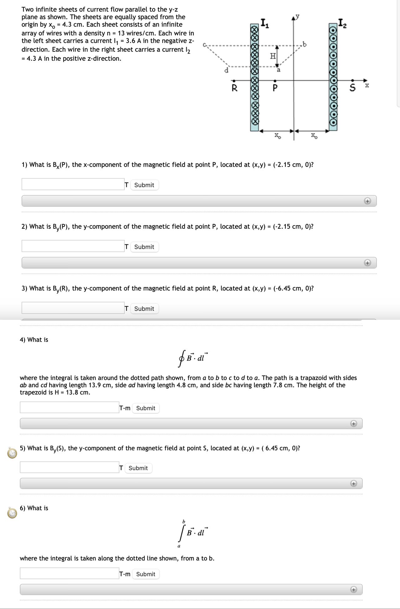Solved Two infinite sheets of current flow parallel to the | Chegg.com