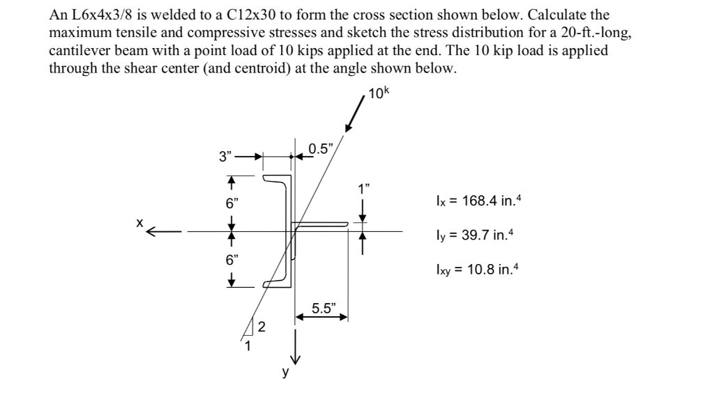 An L6x4x3/8 is welded to a C12x30 to form the cross | Chegg.com