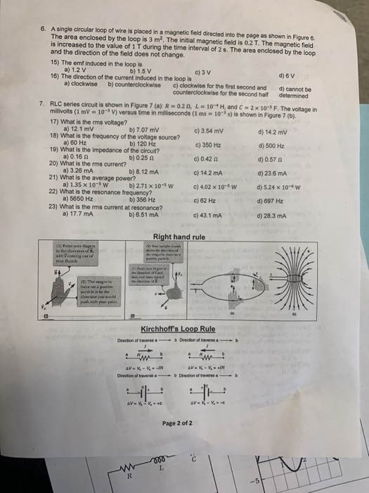 Solved 6. A single circular loop of wire is placed in a | Chegg.com