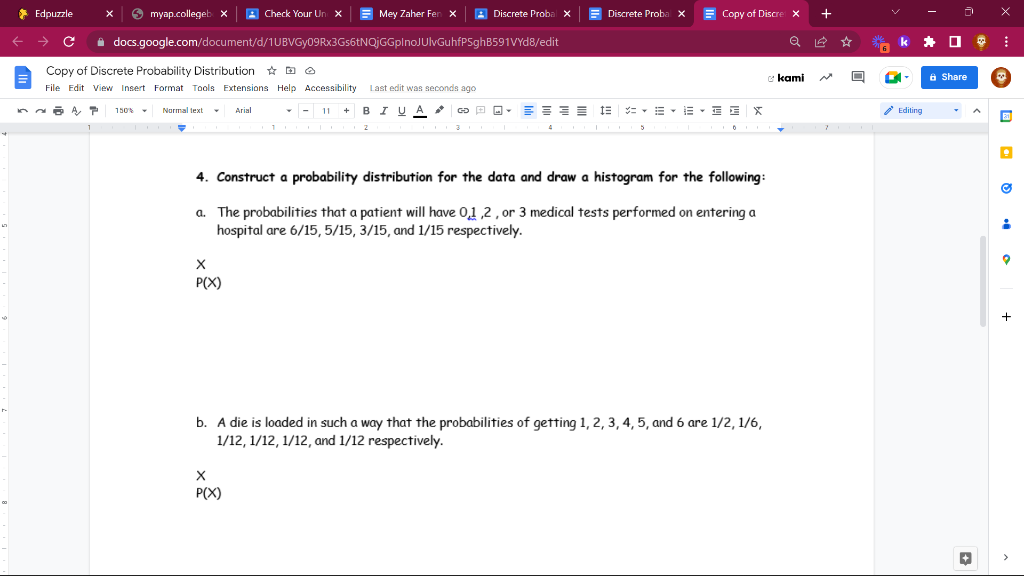 Solved 4. Construct a probability distribution for the data | Chegg.com