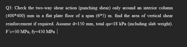 Check the two-way shear action (punching shear) only | Chegg.com