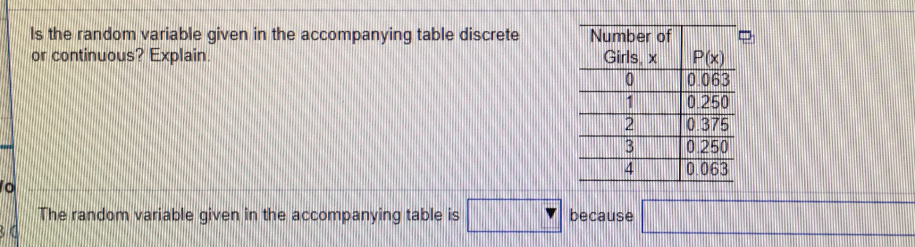 Solved Is the random variable given in the accompanying | Chegg.com
