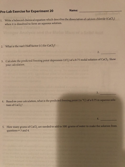 Solved Name: Pre-Lab Exercise for Experiment 20 1. Write a | Chegg.com