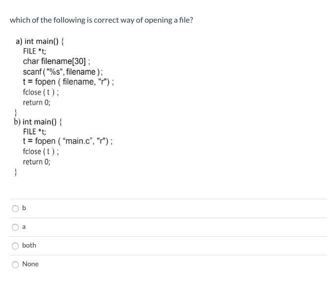 Solved which of the following is correct way of opening a | Chegg.com
