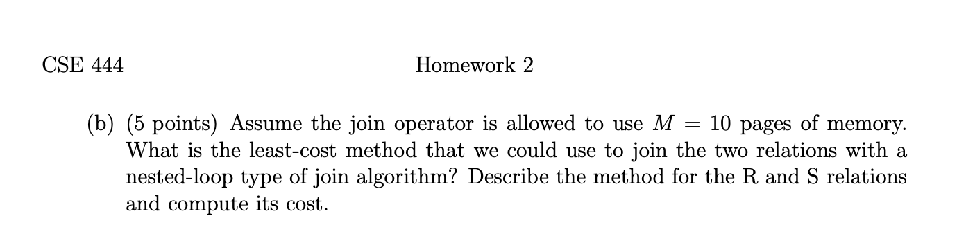 Solved (15 points) Consider two relations R and S with the | Chegg.com