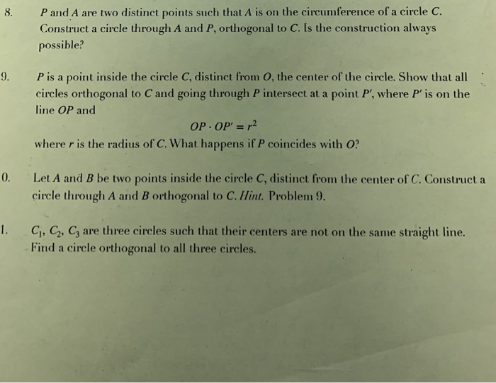 Solved P and A are two distinct points such that A is on the | Chegg.com