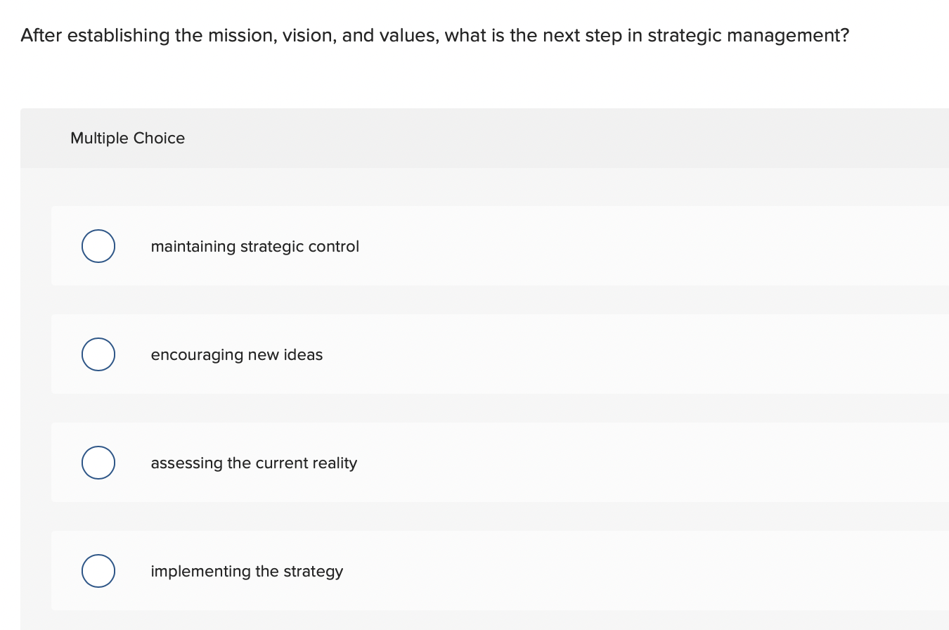 Solved After establishing the mission, vision, and values, | Chegg.com