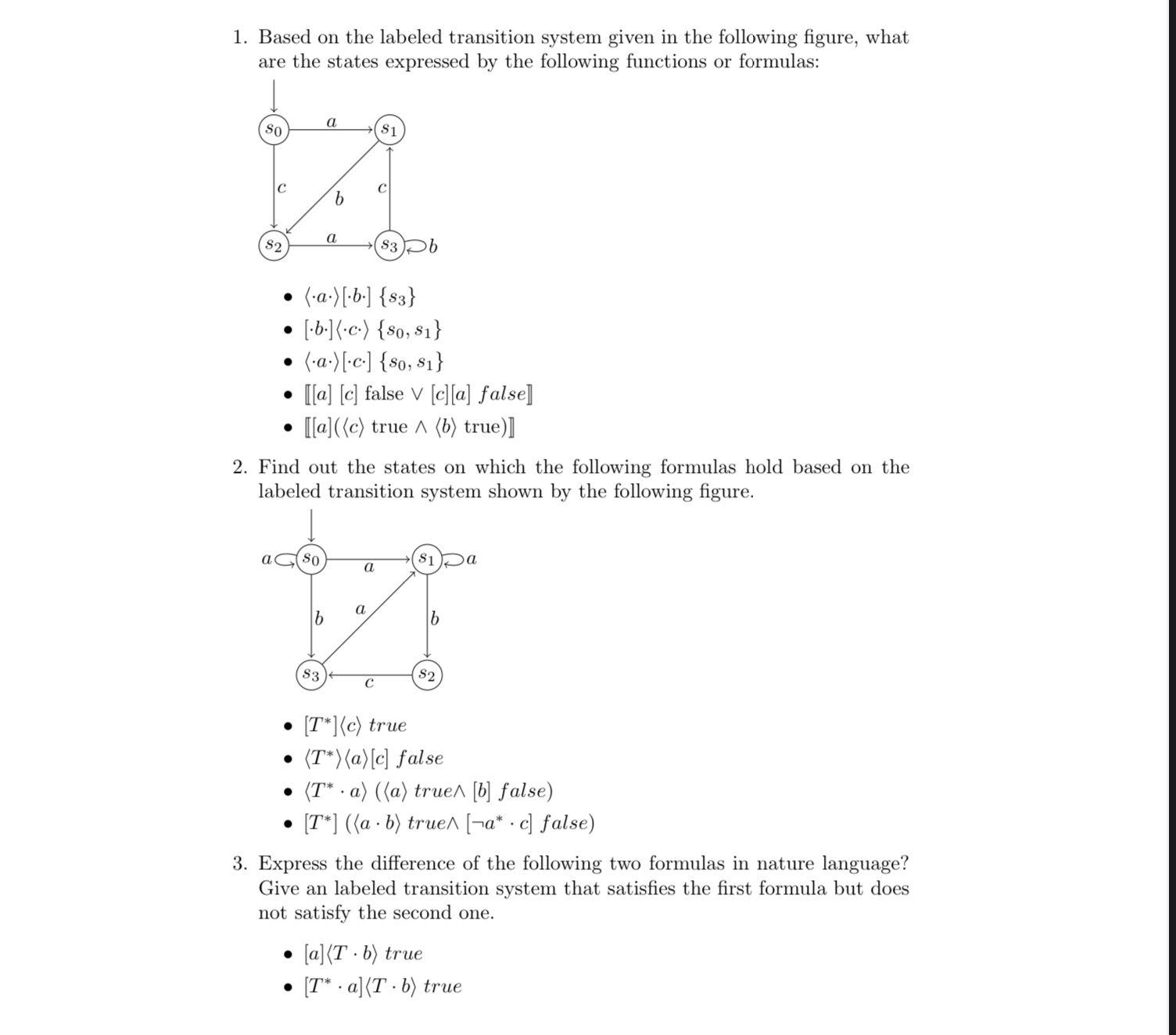 Solved 1. Based on the labeled transition system given in | Chegg.com