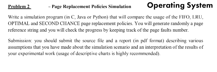 Solved Operating System Problem 2 - Page Replacement | Chegg.com