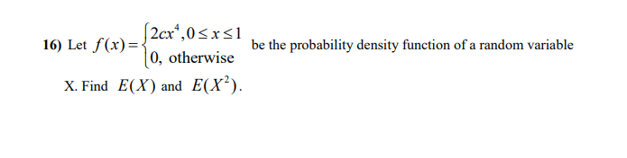 Solved be the probability density function of a random | Chegg.com