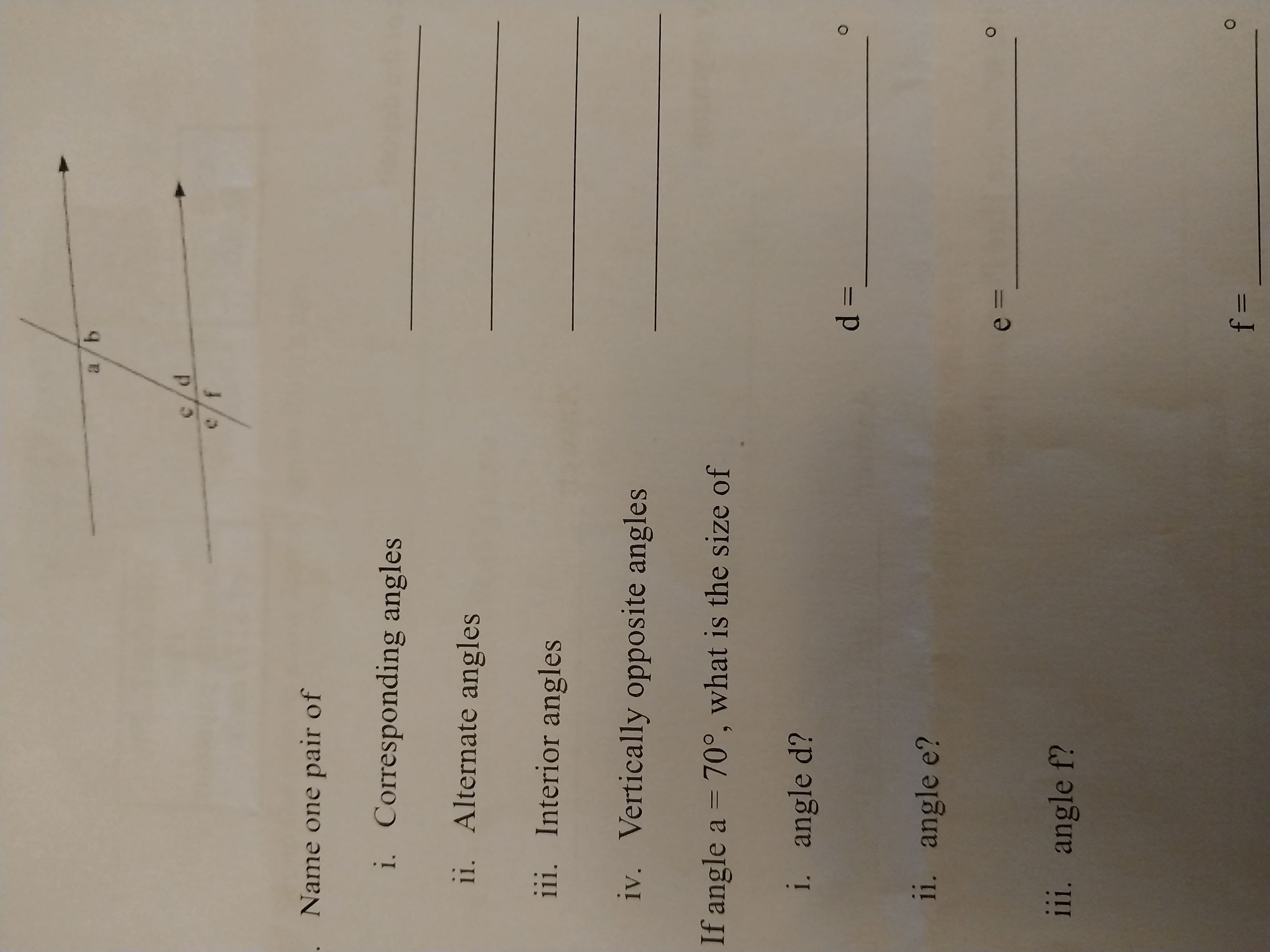 Solved Name one pair of i. Corresponding angles ii. | Chegg.com