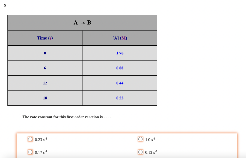 Solved The rate constant for this first order reaction is | Chegg.com