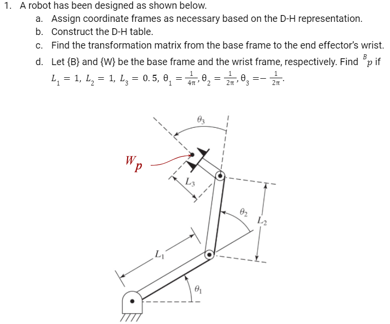 Solved A robot has been designed as ﻿shown below.a. ﻿Assign | Chegg.com