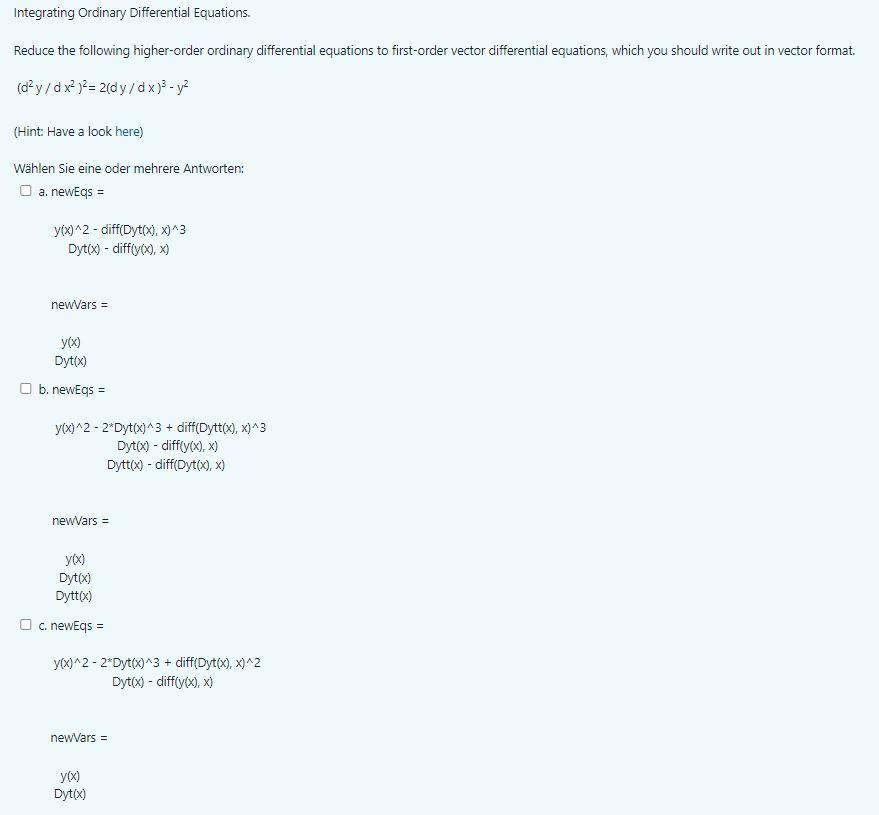 Solved Integrating Ordinary Differential Equations. Reduce | Chegg.com