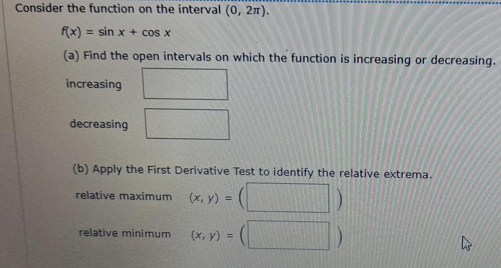 Solved consider the following function of the interval (0, 2 | Chegg.com