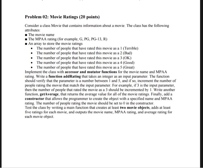 Solved Problem 02: Movie Ratings (20 points) Consider a | Chegg.com