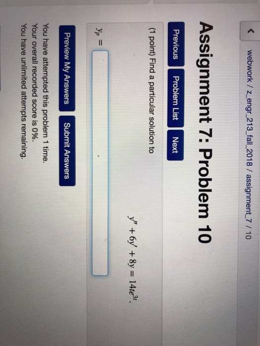 Solved webwork / z engr 213 fall 2018/assignment 7 /10 | Chegg.com