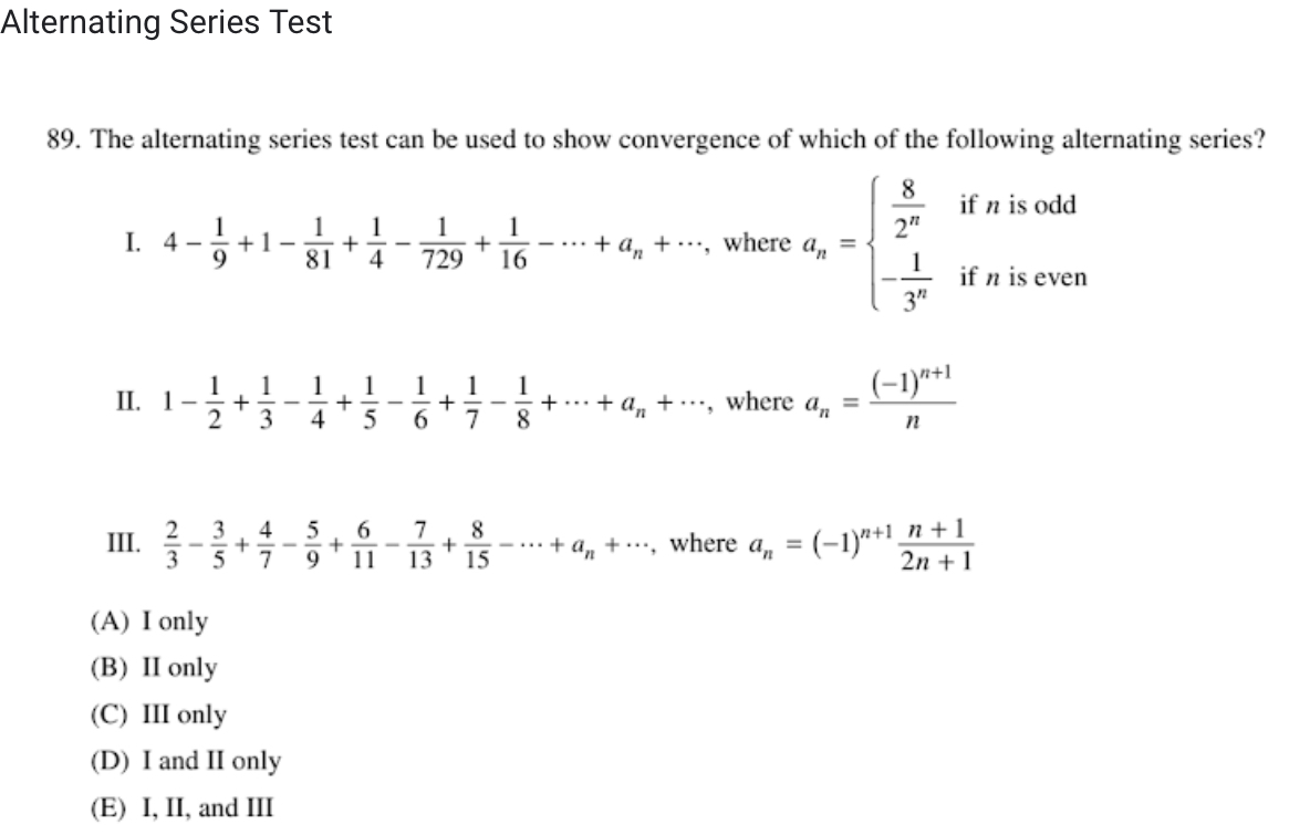 Solved Alternating Series Test 89 The Alternating Series