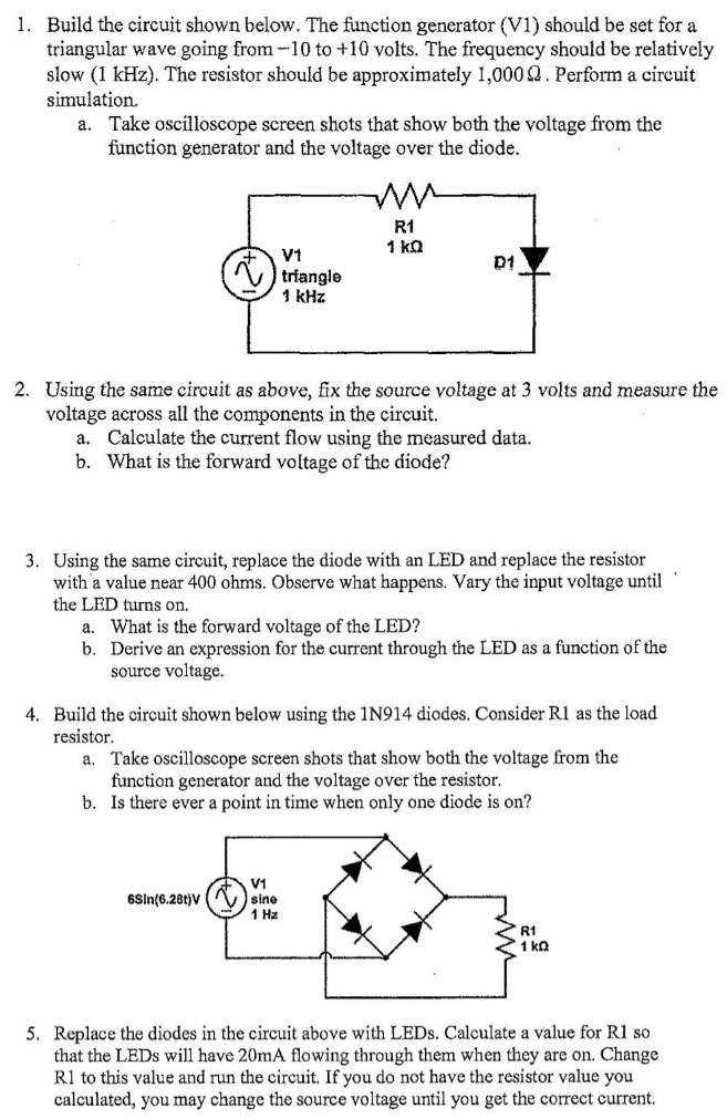 Solved 1. Build the circuit shown below. The function | Chegg.com