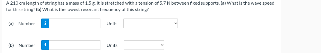 Solved A 210 cm length of string has a mass of 1.5 g. It is | Chegg.com