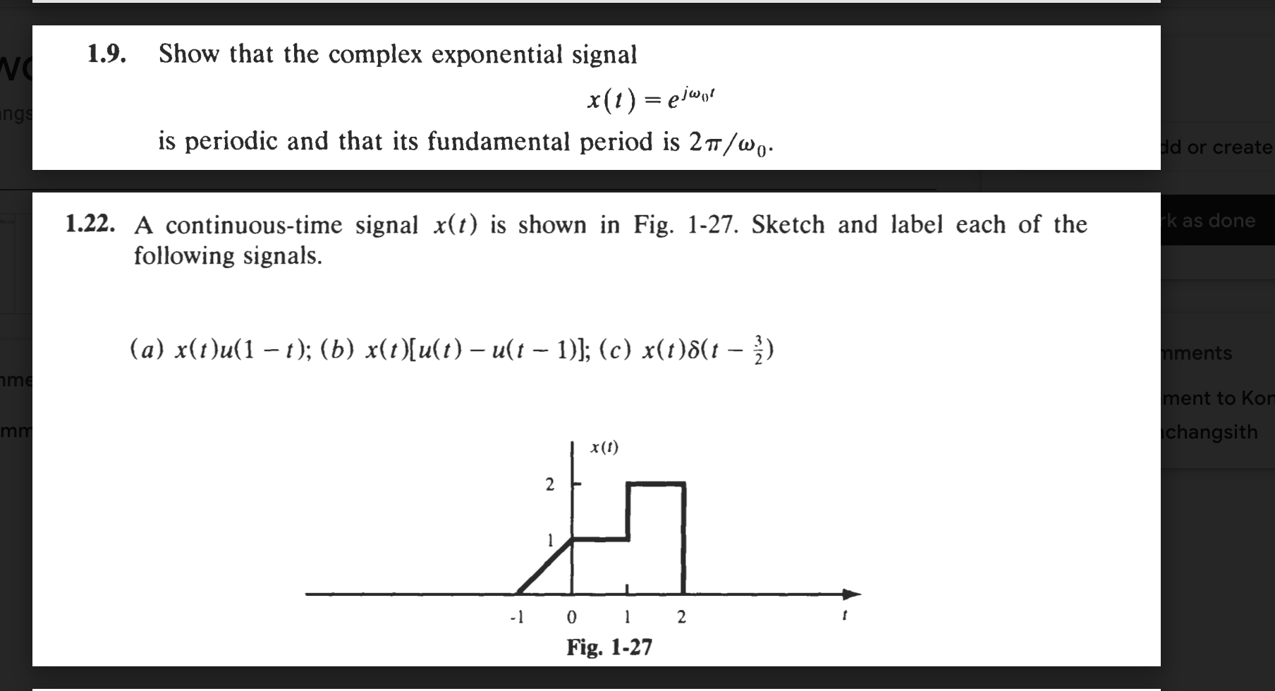 Solved 1.9. Show that the complex exponential signal N x(1) | Chegg.com