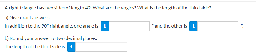 A Right Triangle Has Two Sides Of Length 42 ï What Chegg