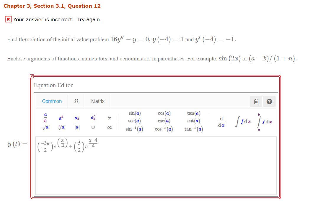 Solved Chapter 3, Section 3.1, Question 12 X Your answer is | Chegg.com