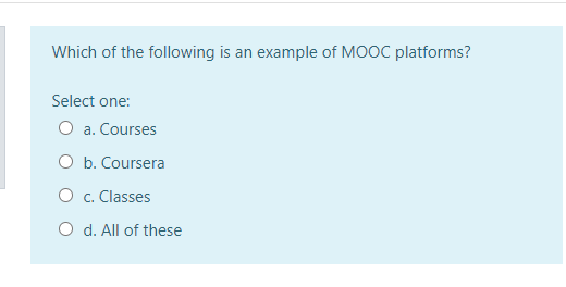 Solved Which of the following is an example of MOOC | Chegg.com