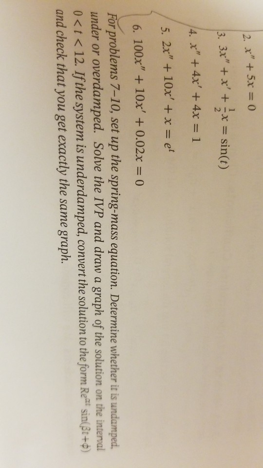 Solved Chapter 3 Second-order Differential Equations 102 7. | Chegg.com