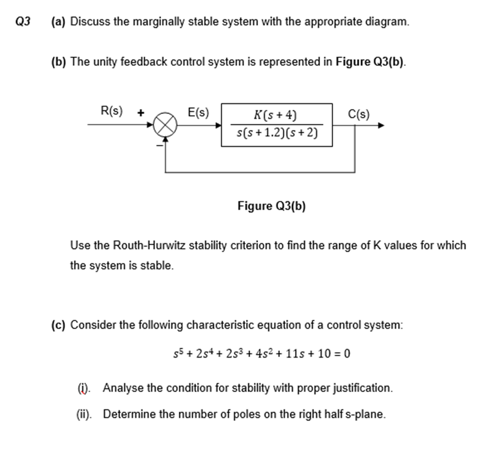 Solved Q3 (a) Discuss the marginally stable system with the | Chegg.com