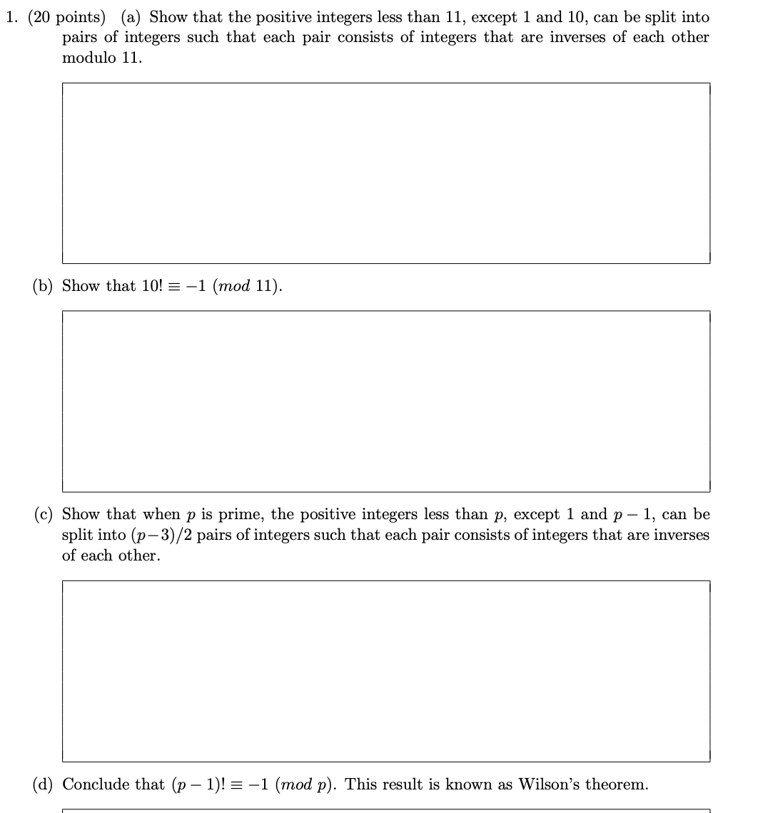 Solved (20 points) (a) Show that the positive integers less | Chegg.com