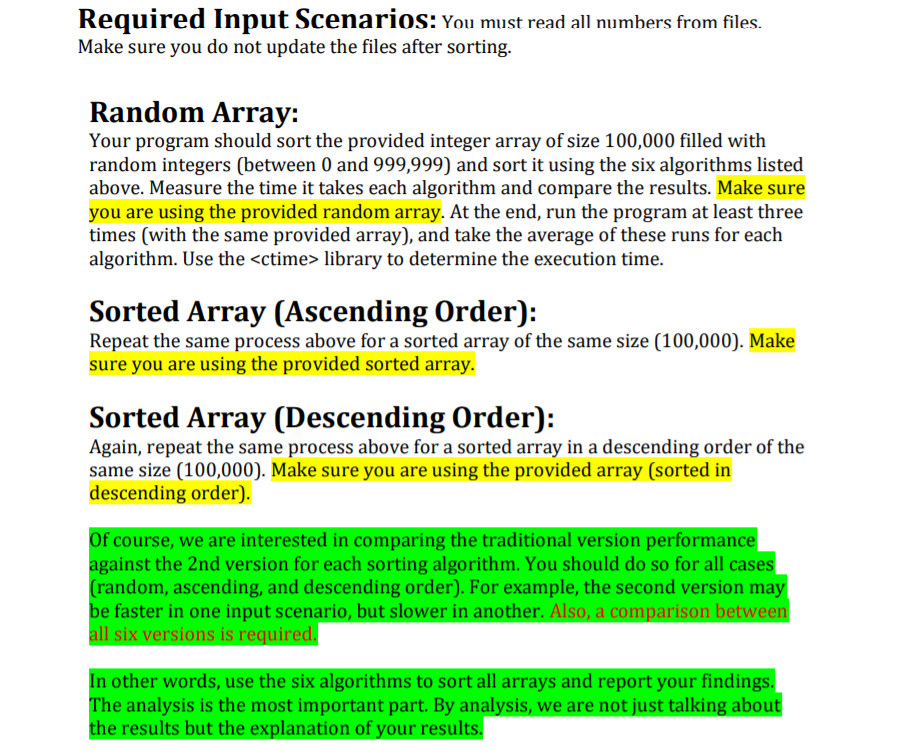 Solved Implement all the following sorting algorithms (in | Chegg.com