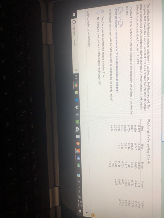 Solved The data given to the right includes data from 41 | Chegg.com