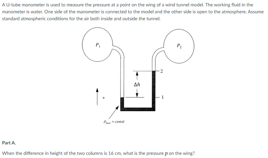 Solved A U-tube manometer is used to measure the pressure at | Chegg.com